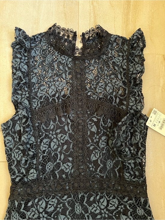 Zara | Dresses | Zara Navy Black Lace Midi Dress | Poshmark